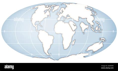 Continents During The Tertiary Illustration Elliptical Projection Of The Earths Continents As
