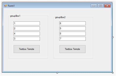 Groupbox İçindeki Textboxları Temizleme Tasarım Kodlama