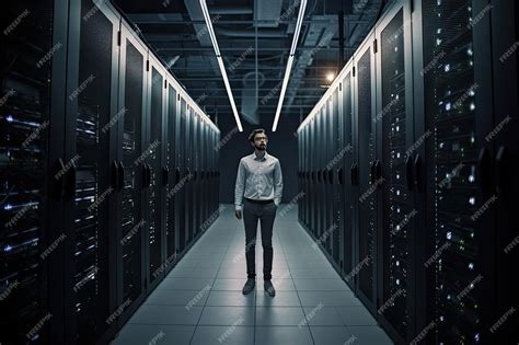 Premium Ai Image Male Engineer In Server Room Data Center Maintenance