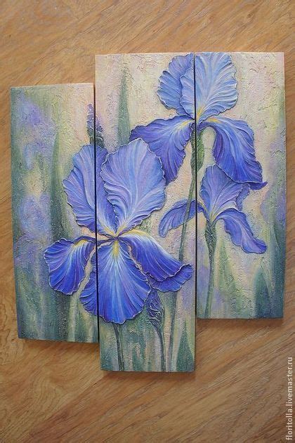 Объемная фреска Ирисы в интернет магазине на Ярмарке Мастеров Картины Воронеж доставка по