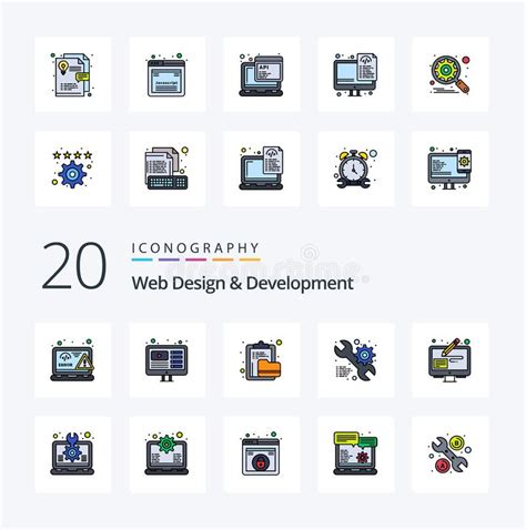 Web Design And Development Line Filled Color Icon Pack Like Gear Setting Live Service File