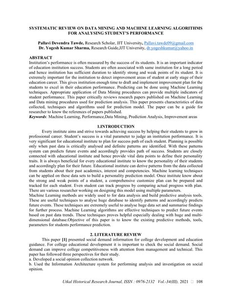 Pdf Systematic Review On Data Mining And Machine Learning Algorithms