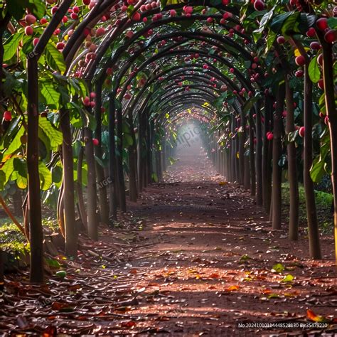 Ai创作图果园长廊 植物隧道冬景 植物隧道 鲜花隧道 冬天植物隧道 爱情隧道时光隧道 时光隧道季节隧道 鲜花灯光隧道 蔬菜时光隧道 红枫时光隧道 花卉隧道 秋天紫薇树小道 拱形植物走廊 果蔬