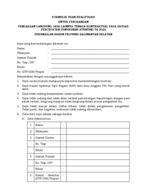 4 Formulir Isian Kualifikasi Pdf