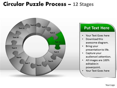 12 Components Flow Circular Puzzle Process 6 PowerPoint Presentation Sample Example Of PPT