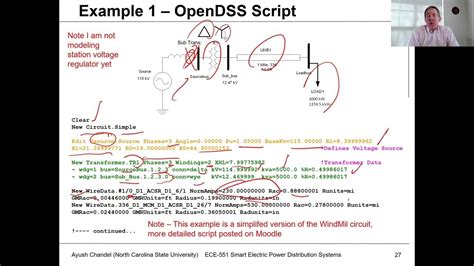 Lecture 20b Opendss Example 1 Power Distribution Systems Spring 2021