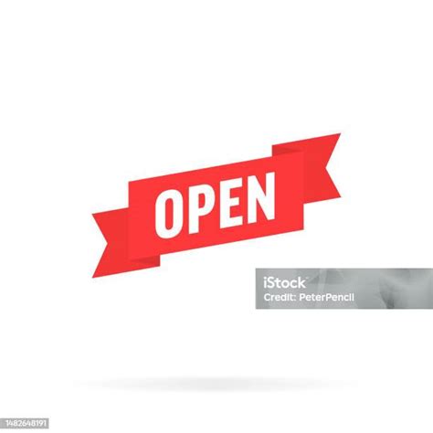 열기 리본 배너 레이블 템플릿 텍스트가 있는 벡터 스톡 일러스트레이션 라벨에 대한 스톡 벡터 아트 및 기타 이미지 라벨