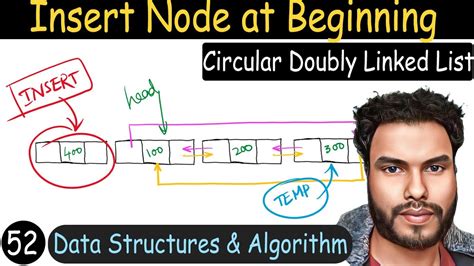 52 Insert Node At Beginning Circular Doubly Linked List Youtube