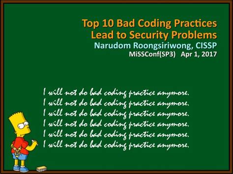 Top 10 Bad Coding Practices Lead To Security Problems Ppt