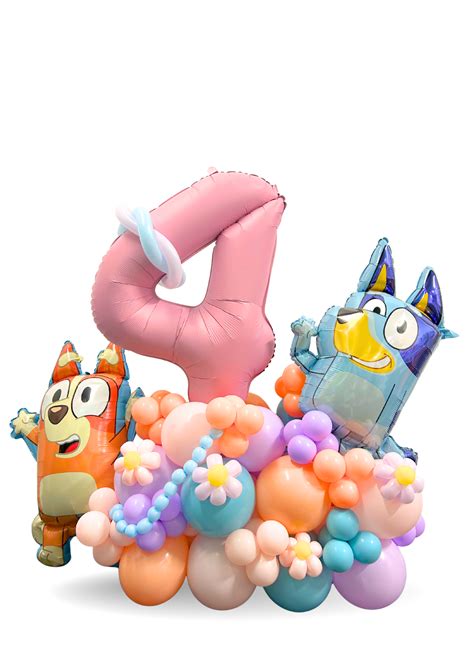 Bluey And Bingo Number Birthday Cluster Stand To Balloons