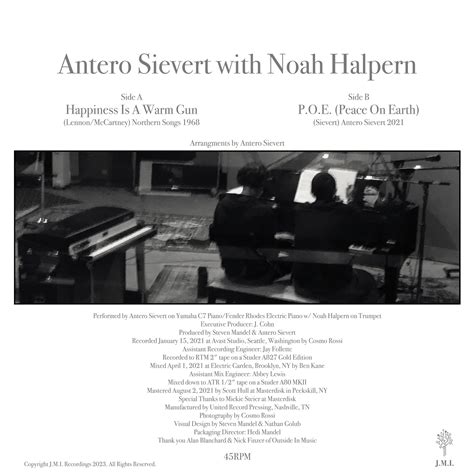 Antero Sievert With Noah Halpern Happiness Is A Warm Gun 10 Vinyl