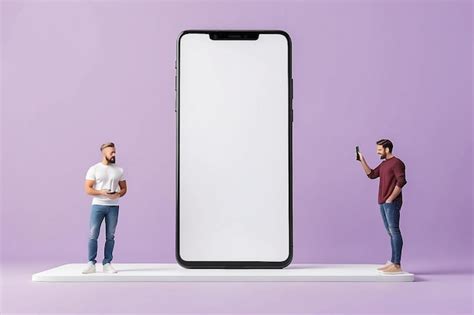 Scrolling Mobile Screen Photo And 3d Illustration Of Man Standing Next