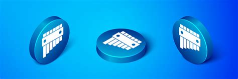 파란색 배경에 격리된 등색 팬 플루트 아이콘입니다 전통적인 페루 악기 페루 볼리비아 멕시코의 민속 악기 파란색 원 버튼입니다 벡터 0명에 대한 스톡 벡터 아트 및 기타