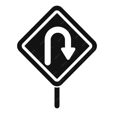 Premium Vector Black And White U Turn Road Sign Indicating A Turn Allowed
