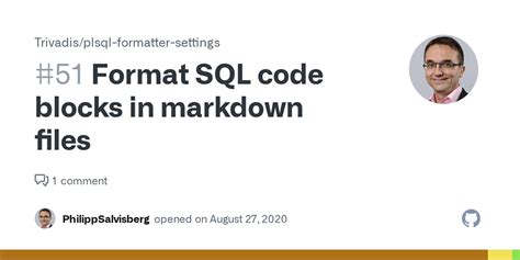 Format Sql Code Blocks In Markdown Files · Issue 51 · Trivadisplsql