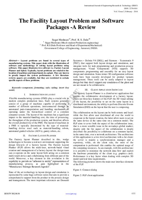 Pdf The Facility Layout Problem And Software Packages A Review