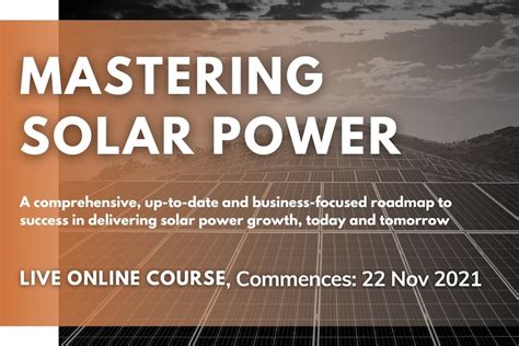 Mastering Solar Power Live Online Course Events Asia Sustainable