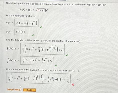 Solved The Following Differential Equation Is Separable As
