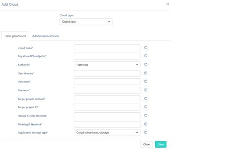 Openstack Target Cloud Configuration Hystax Acura Disaster Recovery