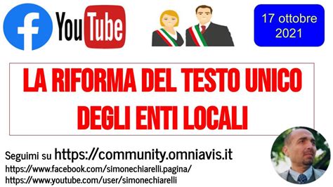 La Riforma Del Testo Unico Degli Enti Locali Tuel 17102021