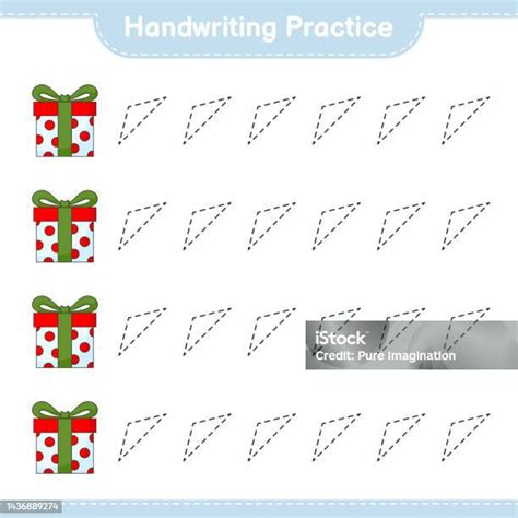 필기 연습 선물 상자의 추적 라인 교육 어린이 게임 인쇄 가능한 워크 시트 벡터 일러스트 레이 션 0명에 대한 스톡 벡터 아트