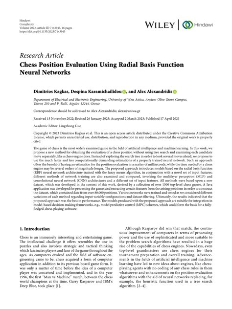 Pdf Chess Position Evaluation Using Radial Basis Function Neural Networks