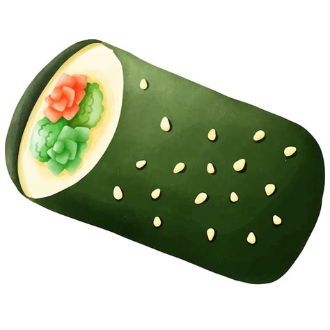 Premium Vector A Drawing Of A Cucumber And A Slice Of Fruit