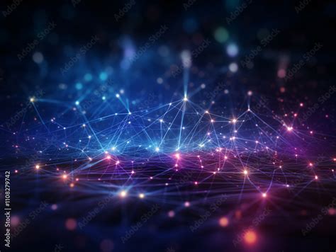 Cyber Big Data Flow Blockchain Data Fields Network Line Connect Stream Concept Of Ai