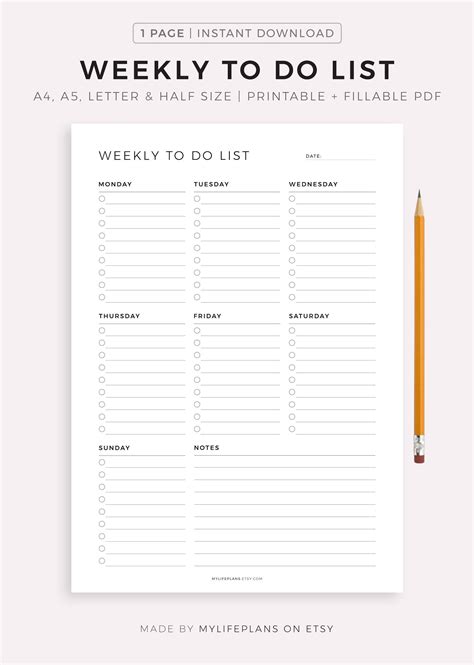 Free Printable Weekly Planner To Do List Download Free Printable