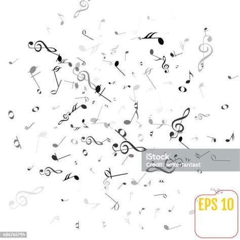 벡터 떨어지는 노트 배경입니다 고음 음자리표의 프레임 베이스 음자리표와 음악 노트 흰색 배경에 다른 크기의 검은 음악 기호 0