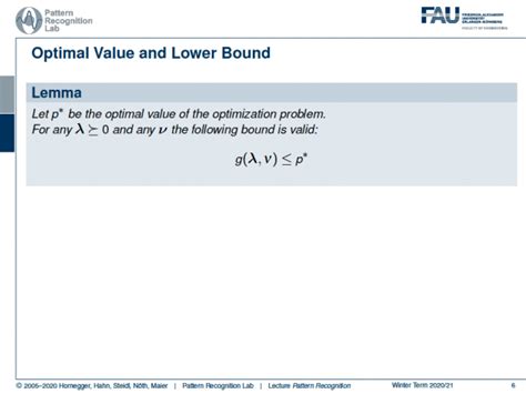 lecture notes in pattern recognition episode 24 duality in optimization pattern recognition lab