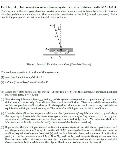 Solved Problem 4 Linearization Of Nonlinear Systems And Simulation With Matlab The Diagram On