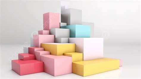 3d Cdr 그래픽 화려한 3d 블록 구조 사진 흰색 배경에 고립 된 3d 렌더링 추상 다채로운 기하학적 연단 표시 고화질