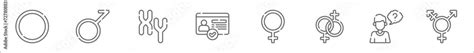 Outline Set Of Gender Identity Line Icons Linear Vector Icons Such As Asexual Demibabe
