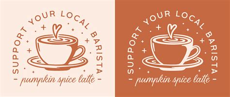 호박 스파이스 라떼 애호가 미적 가을 시즌 계절 음료 지원 지역 바리 스타 커피 숍 재미있는 따옴표 인쇄 가능한 셔츠 디자인 스티커 0명에 대한 스톡 벡터 아트 및 기타