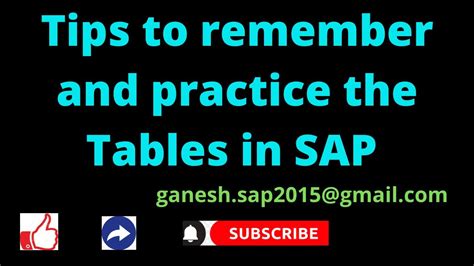 Tips To Remember And Practice The Tables In Sap Se16n Se16 Sap Free Knowledge On