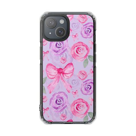 Custom Purple And Pink Watercolor Flowers And Bows Magnetic Clear Impact