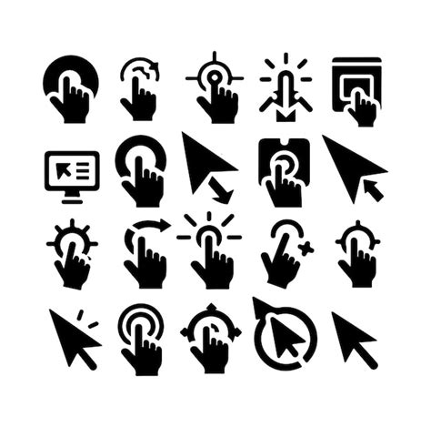 Set Of Arrow Web Cursors Set Computer Pointer Click Icon Clicking