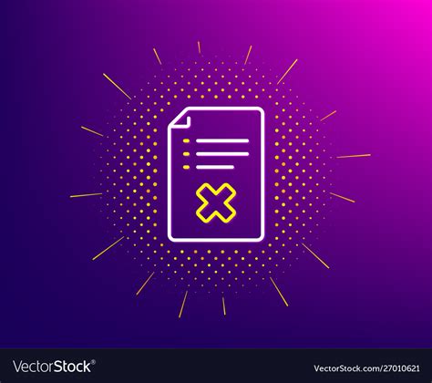 Reject File Line Icon Decline Document Sign Vector Image