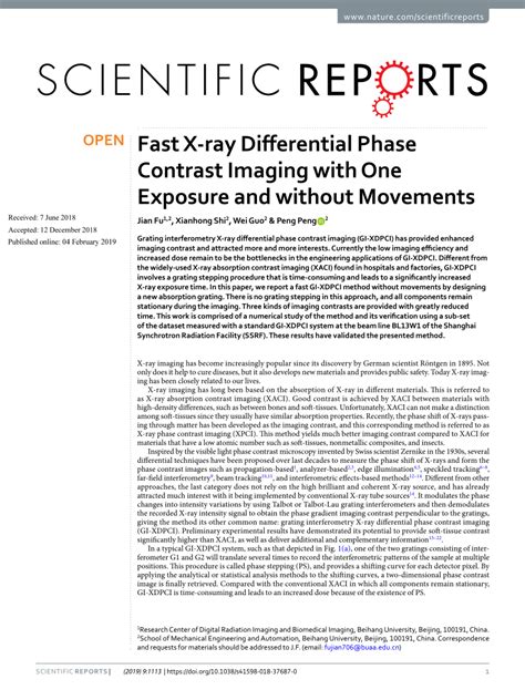 Pdf Fast X Ray Differential Phase Contrast Imaging With One Exposure