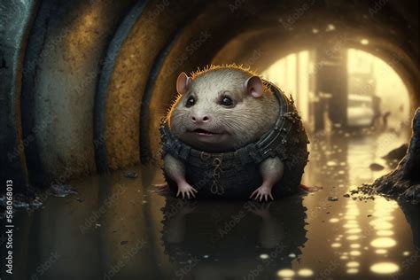 Cute Fat Rat Character In The Sewer Concept Animation Design