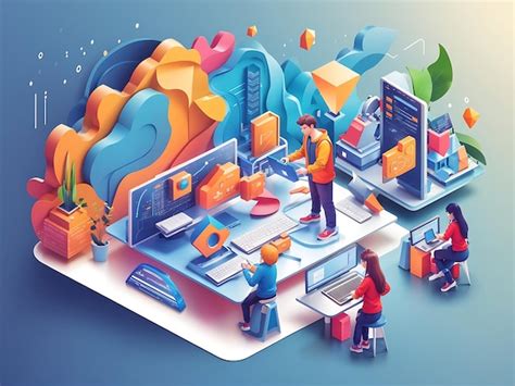Premium Ai Image Programming Software Concept In 3d Isometric Design