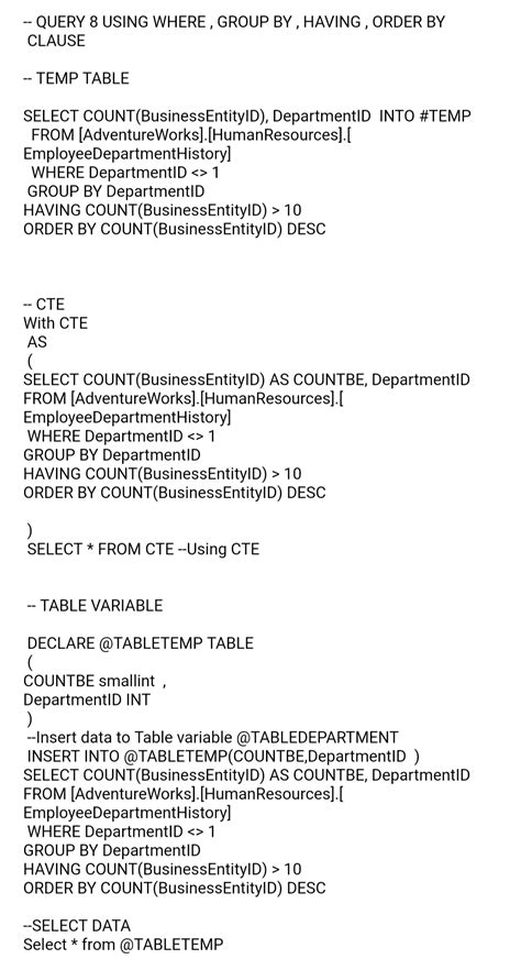 Solved 1 Create 10 Temp Tables Using Adventureworks Database 2