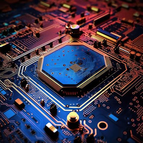 Microchip On An Integrated Circuit Stock Illustration Illustration Of