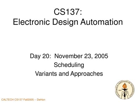 PPT CS137 Electronic Design Automation PowerPoint Presentation Free Download ID 9434904