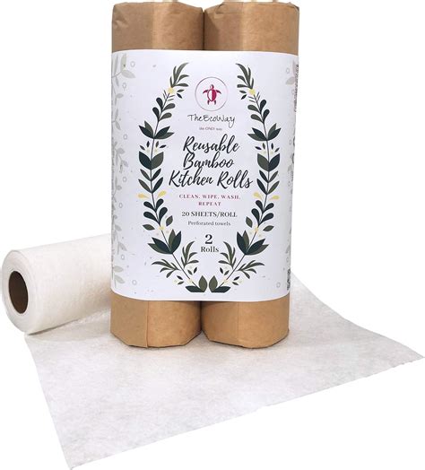 Theecoway Set Of 2 Reusable Bamboo Towels Rolls Eco Friendly Kitchen