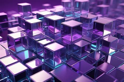 Premium Ai Image Vivid Iridescent Crystal Cubes On Abstract Purple Geometry Stunning 3d Render