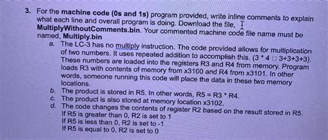 Solved 3 For The Machine Code 0s And 1s Program Provided
