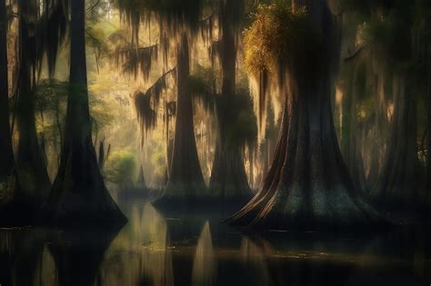 Premium Photo Illustration Of Cypress Trees In Swamp