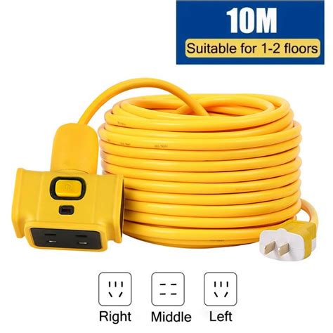 Extension Electrical Wire Cord Socket With Cable Extra Long Plug In Strip 10 20 30 Meters